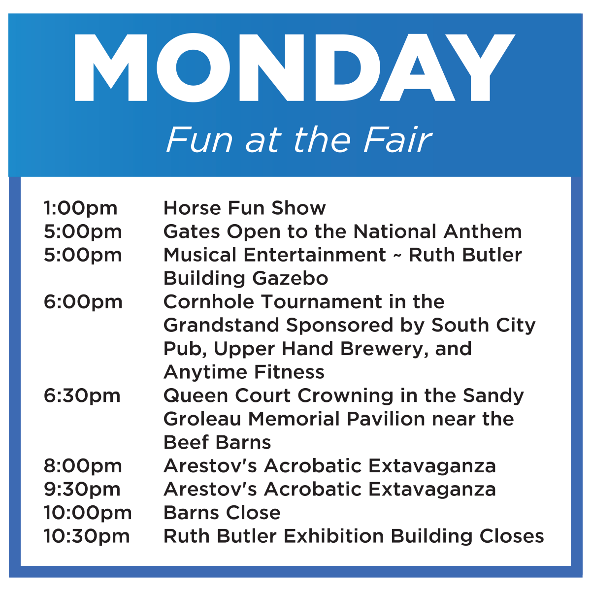 Schedules | UP State Fair